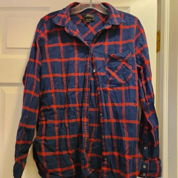 J. Crew | Tops | J Crew Classic Fit Boy Shirt Block Plaid Red Blue 8 | Poshmark